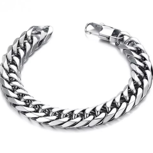 Accessories | Men Boy Silver Thick Chain Link Statement Bracelet | Poshmark